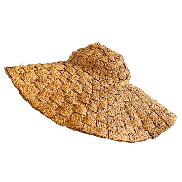 Accessories | Vintage Wide Brim Shallow Crown Woven Floppy Hat | Poshmark